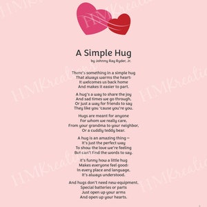 Printable Hug Poem Poster A Simple Hug Sweet Poem Wall Art - Etsy India