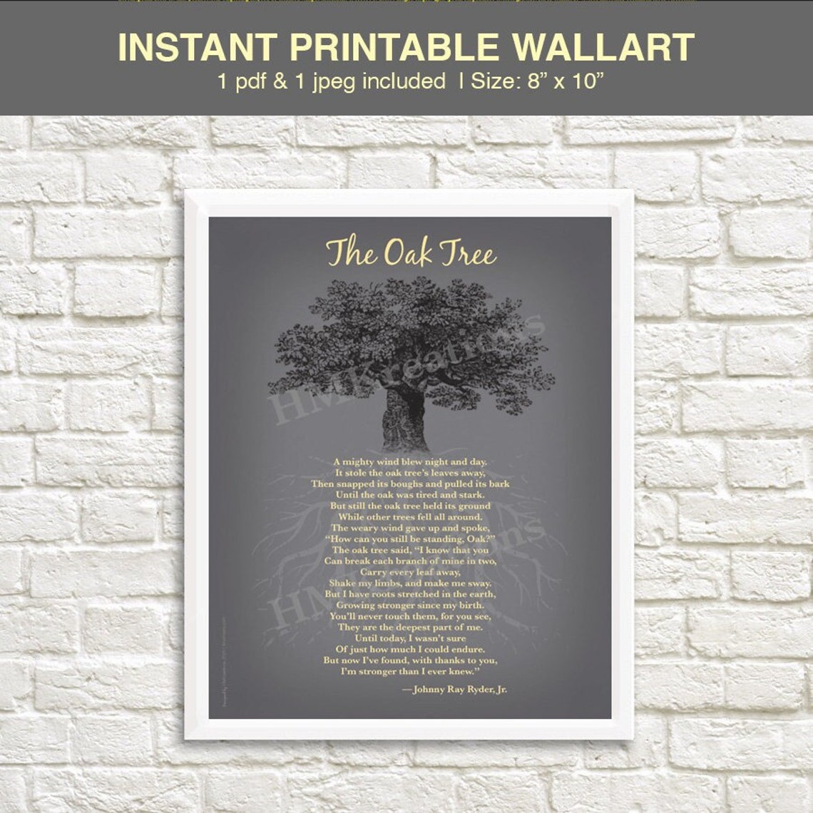 The Oak Tree Poem Printable, Mighty Oak Tree of Life Print ...