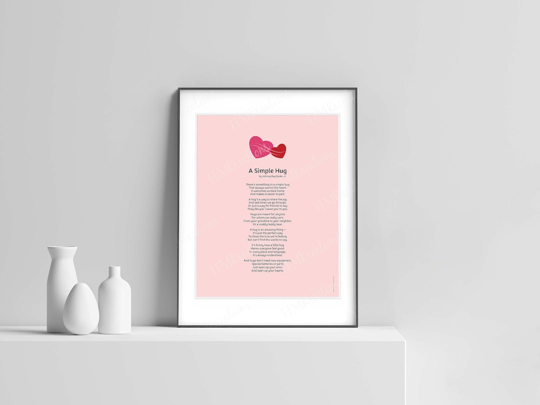 A Simple Hug Poem Print • Heartfelt Friend Gift, Home Decor (digital ...