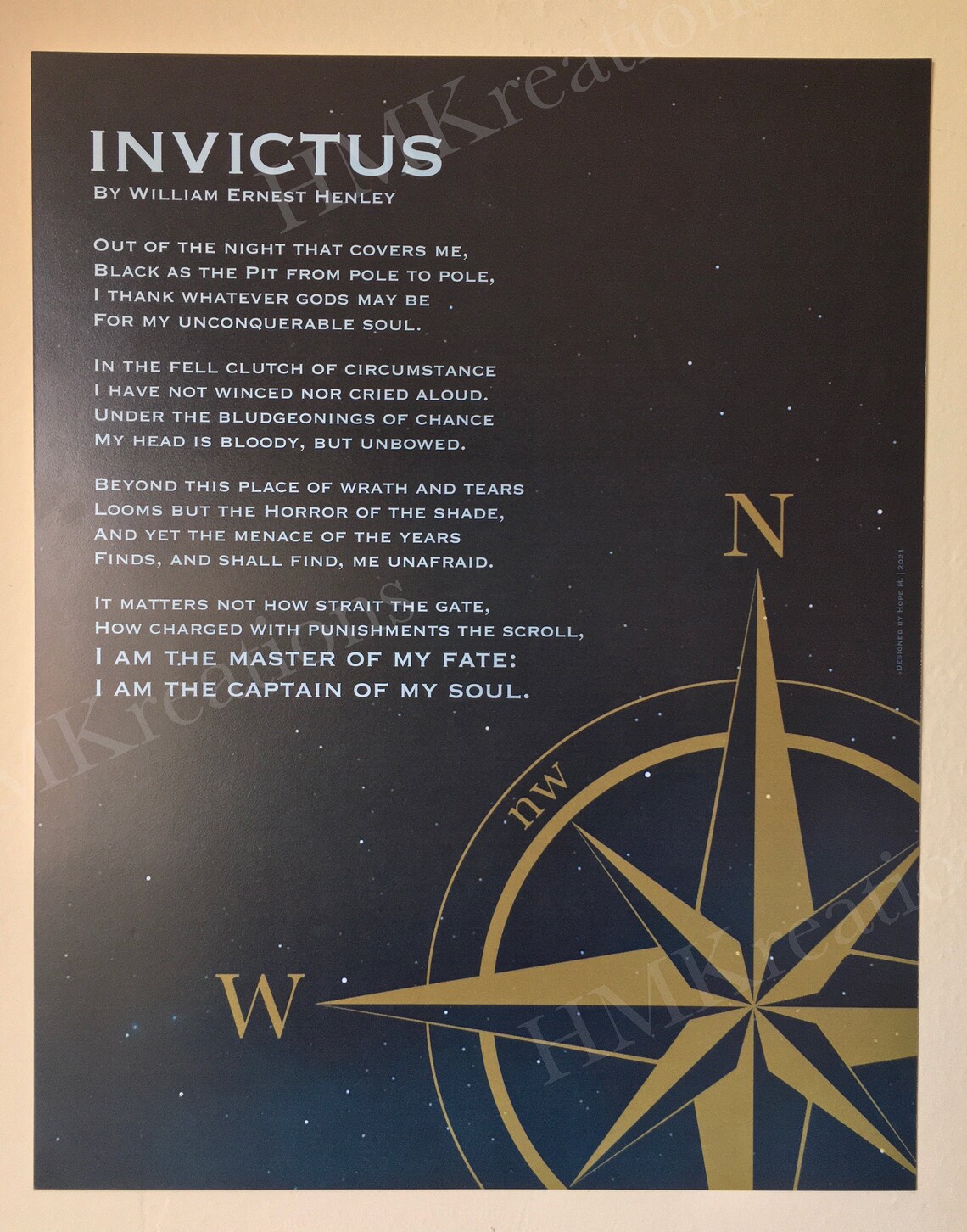 Invictus Poem Printable Wall Art, Henley Instant Digital Download, Bold ...