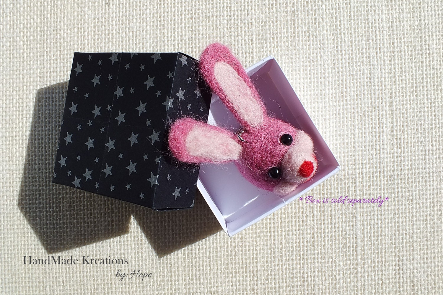 Keychain Handmade Gift for Her Pink Bunny Head Key Holder Hare Rabbit ...