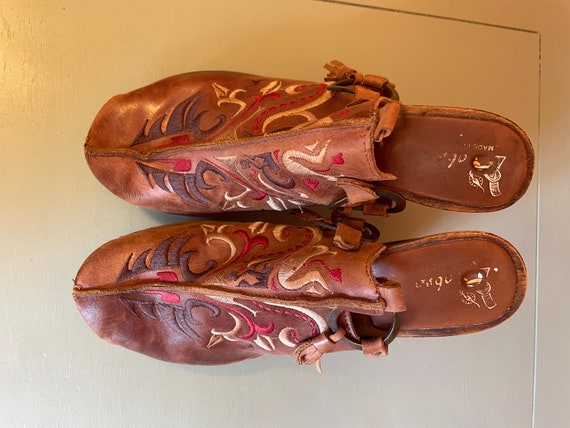 Vintage Handmade Italian Leather Mules - Gem