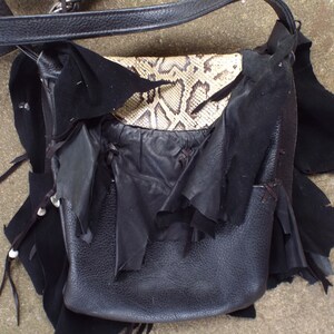 ERDA of Maine Genuine Erda LEATHER Bag Made W Lamb Bovine Snake Silver ...