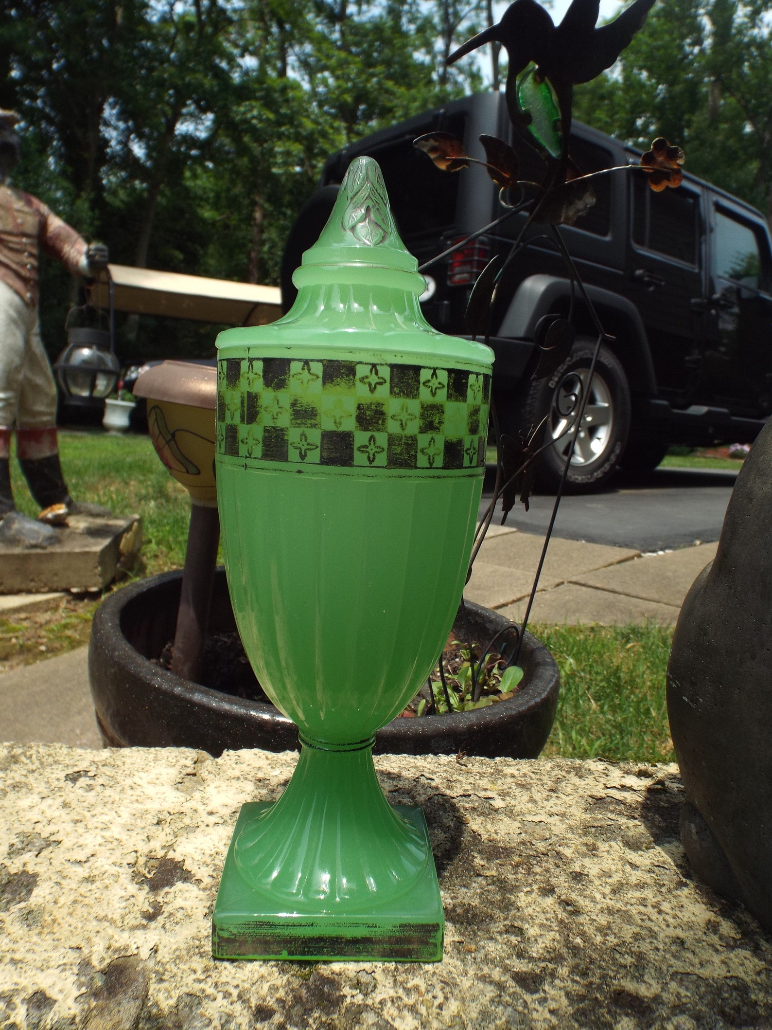 1920 Jadeite-jade Green Beaumont Glass Company #jar 20 Candy Urn Jar ...