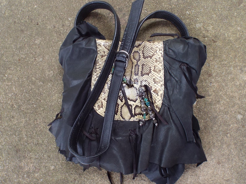 ERDA of Maine Genuine Erda LEATHER Bag Made W Lamb Bovine Snake Silver ...