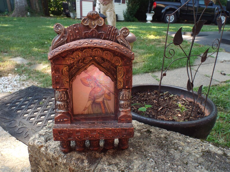 Antique Wooden Carved Altar Home Shrine Temple With Hindu - Etsy