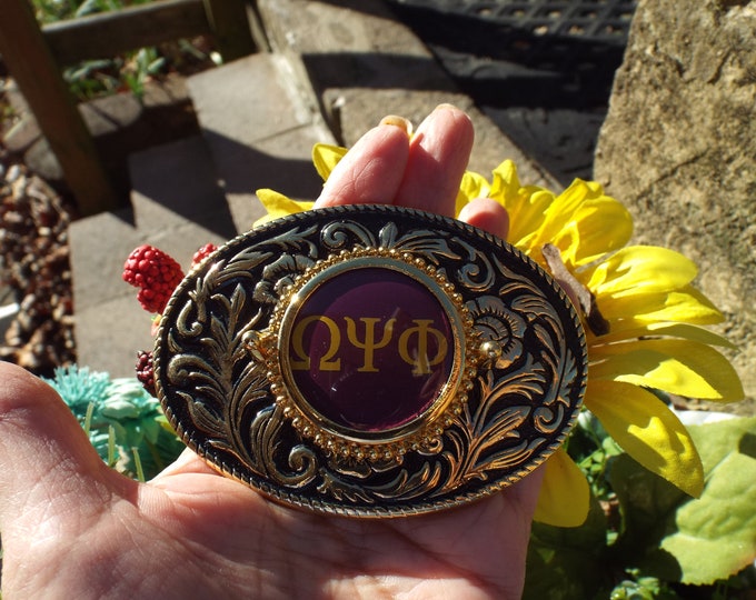 Classic Vintage Omega Psi Phi Fraternity Fancy Belt Buckle-old New ...