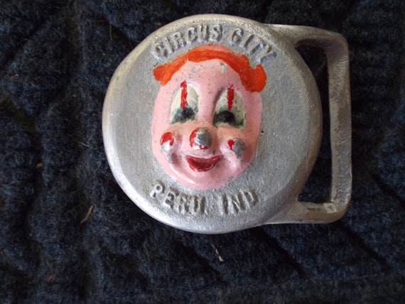 Very Rare Circus City Peru Indiana Clown Belt Buckle - Gem