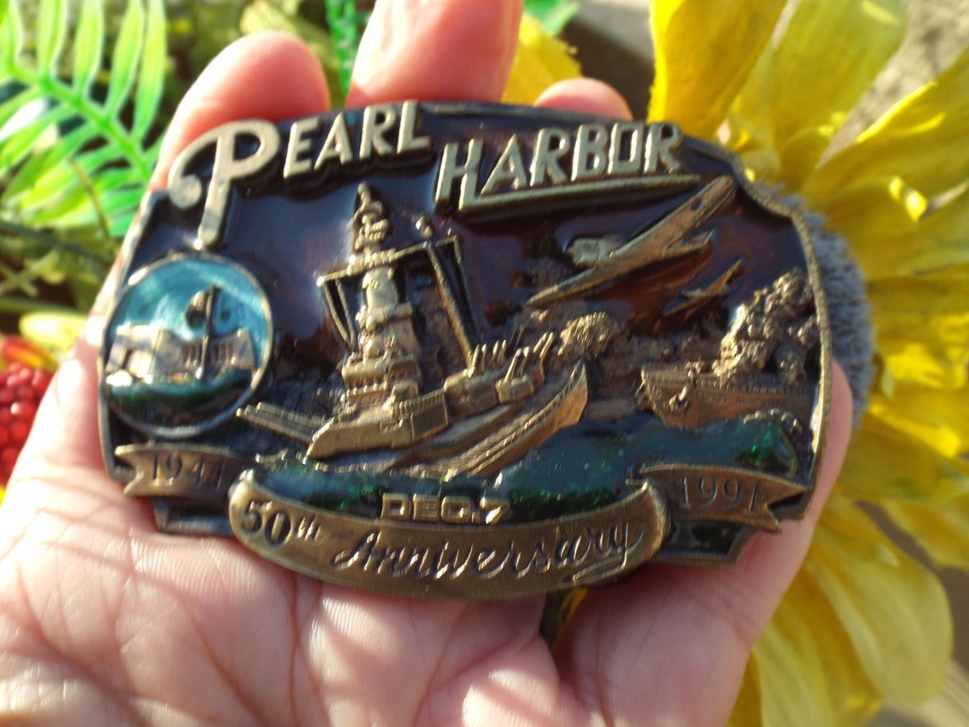Classic Vintage Pearl Harbor 50th Anniversary Belt Buckle 1991 by Arroyo Grande - Etsy