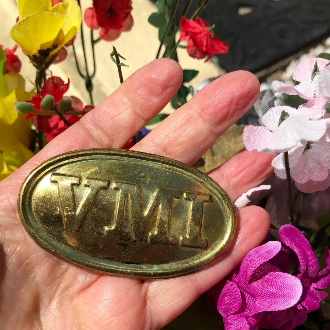 Vintage VMI Virginia Military Institute Cadet Uniform Brass Belt Buckle ...