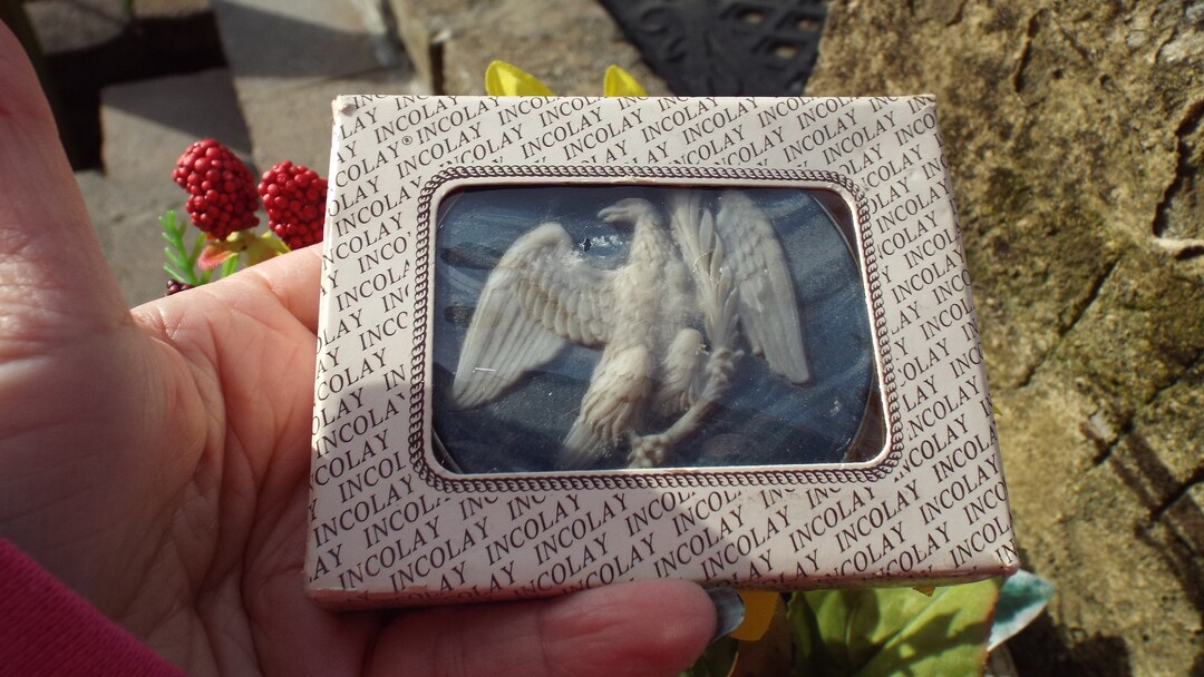 Classic Vintage Boxed Incolay Stone Spread Winged American Eagle Belt ...