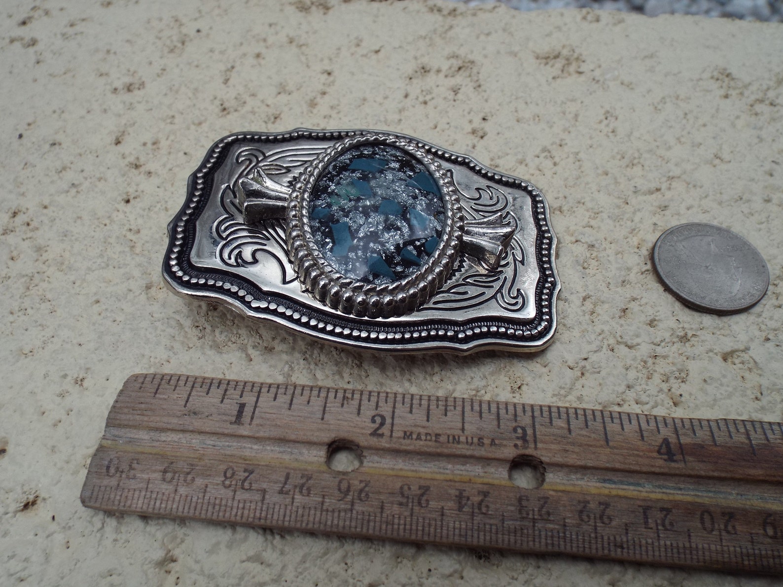 Gorgeous Unique Western Belt Buckle Mounted With Metal Flake Plastic ...