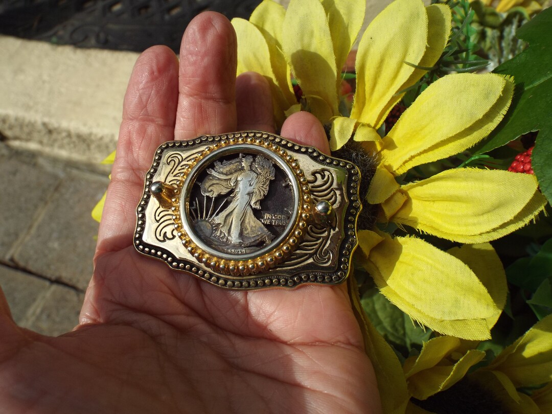 Classic Vintage Western Cut Out Coin Walking Liberty Belt Buckle - Etsy