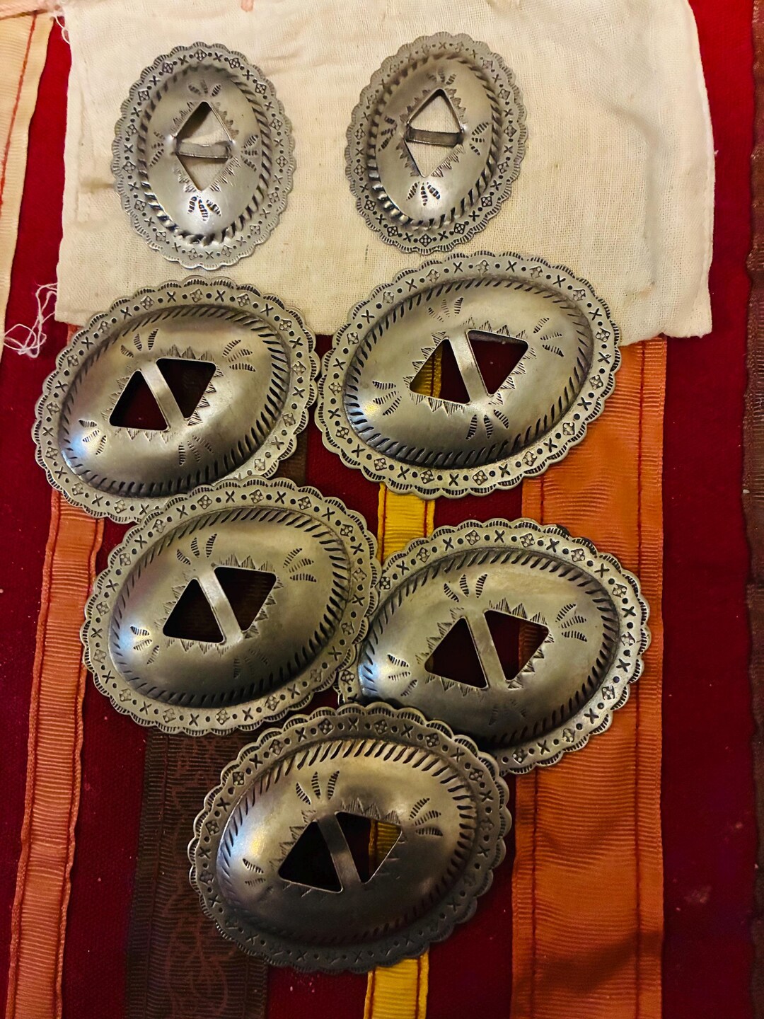 Vintage Lot of 7 Trinity Concho’s 5 Large Conchos and 2 Small Conches ...