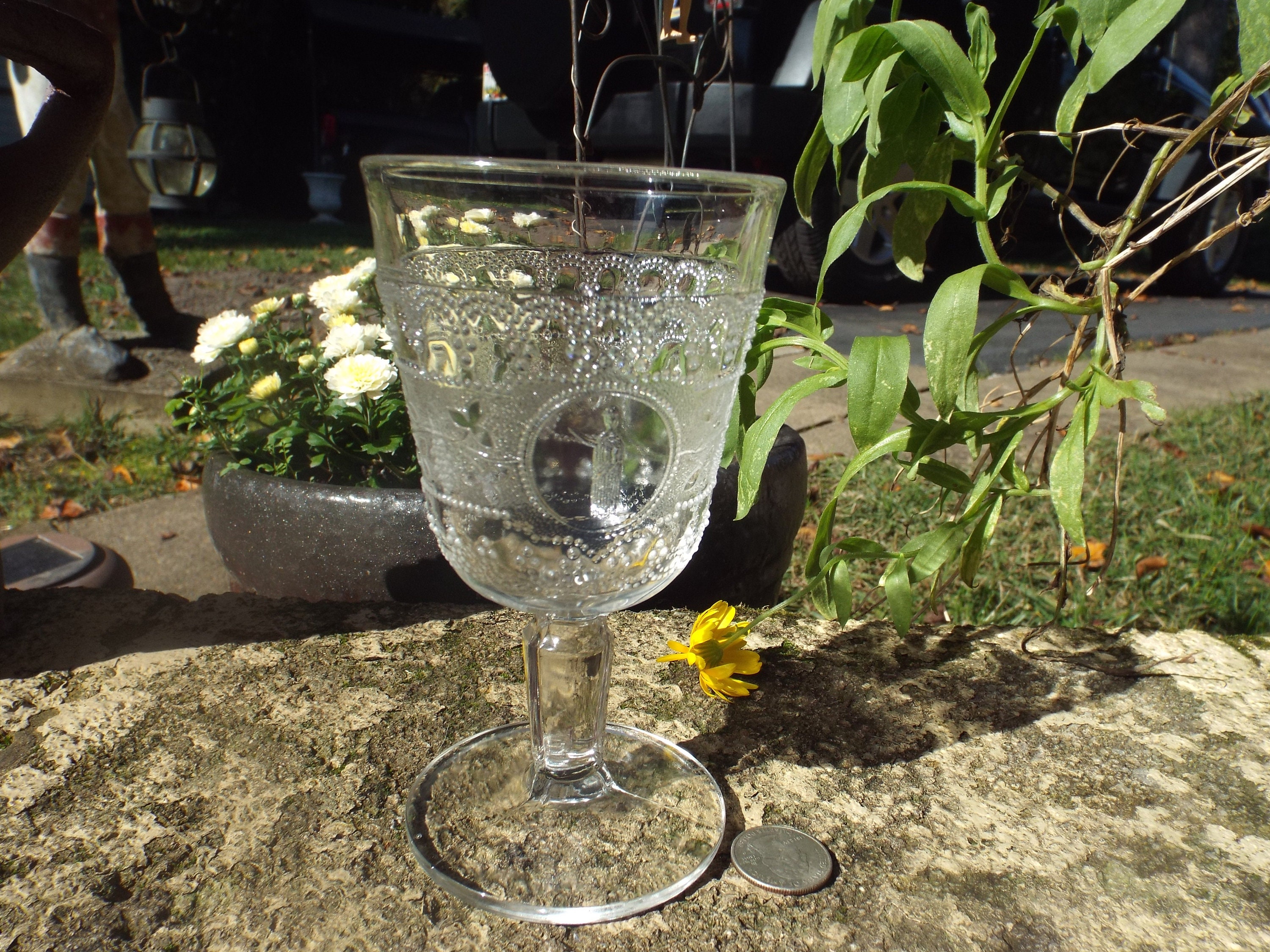 Fabulous Rare EAPG Glass Goblet-minerva Roman Medallion 1870 Adams and ...
