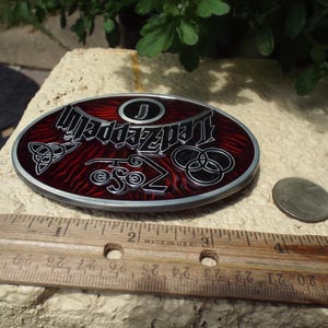 Classic Vintage Led Zeppelin Burgundy / Black Enamel Belt Buckle zoso ...