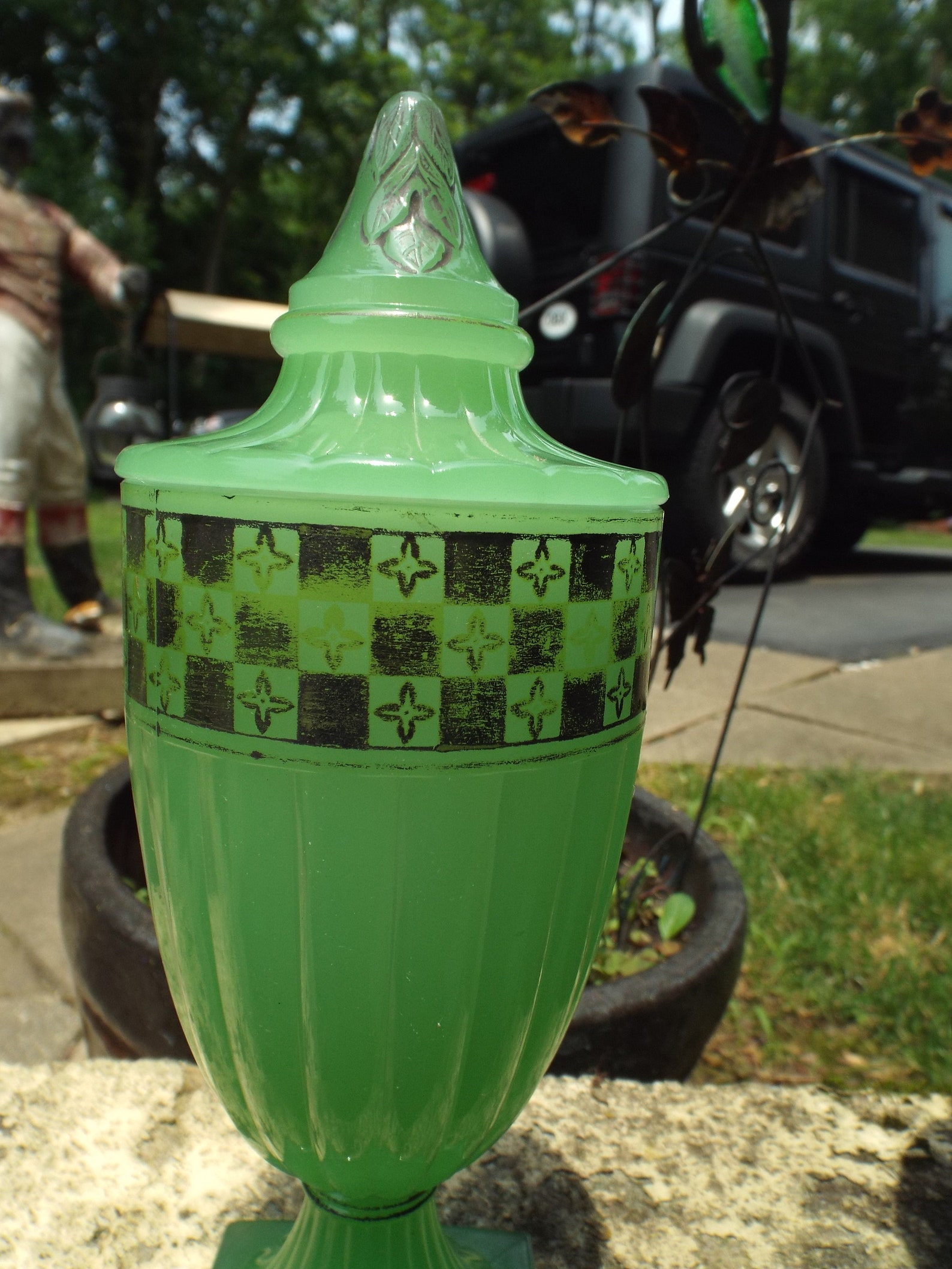 1920 Jadeite-jade Green Beaumont Glass Company #jar 20 Candy Urn Jar ...