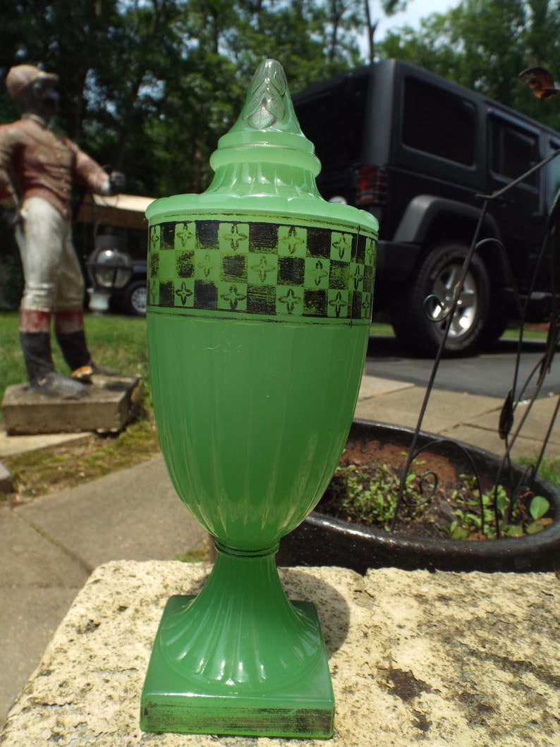 1920 Jadeite-jade Green Beaumont Glass Company #jar 20 Candy Urn Jar ...