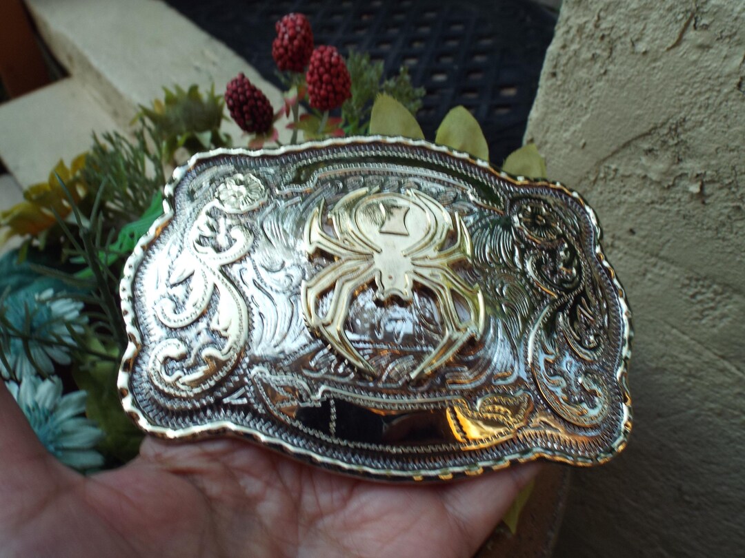 Vintage HUGH Square Western Spider Belt Buckle 5.5" Wide - Etsy