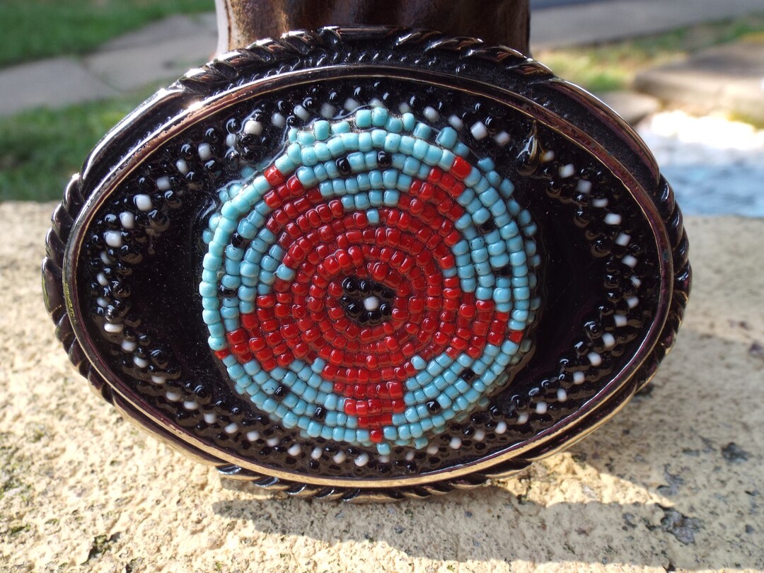 Classic Vintage S S I Diamondback Rattler Native American Beaded Red ...