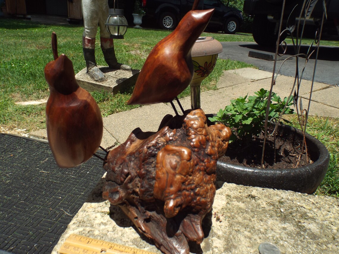 A Stunner........pair of Quail Hand Carved Wood Bird Decoy | Etsy