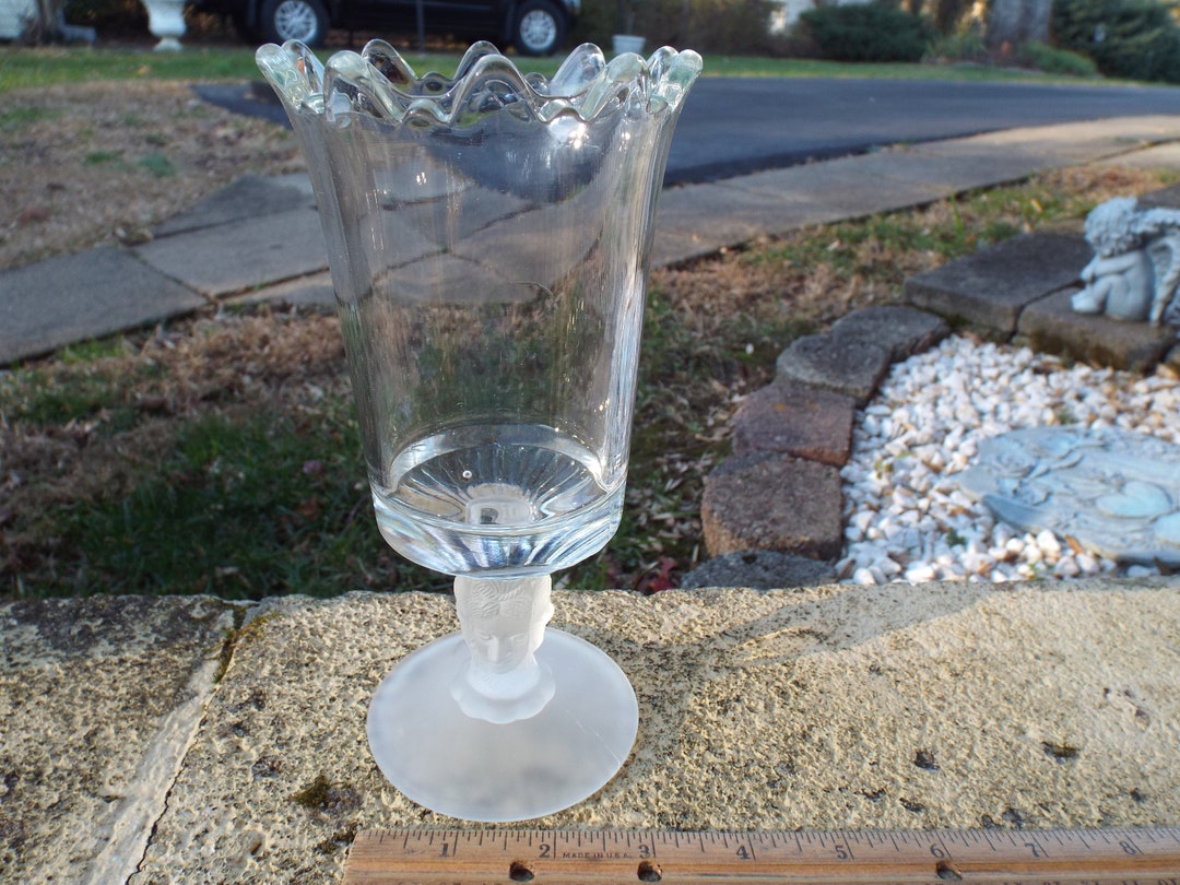 Early American Pressed Glass EAPG 3 Face Frosted Spooner Vase Repro - Etsy