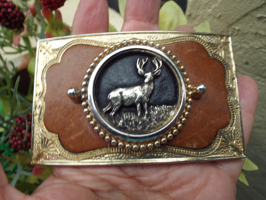 Classic Vintage Amazing Hunters Deer/moose Belt Buckle - Etsy