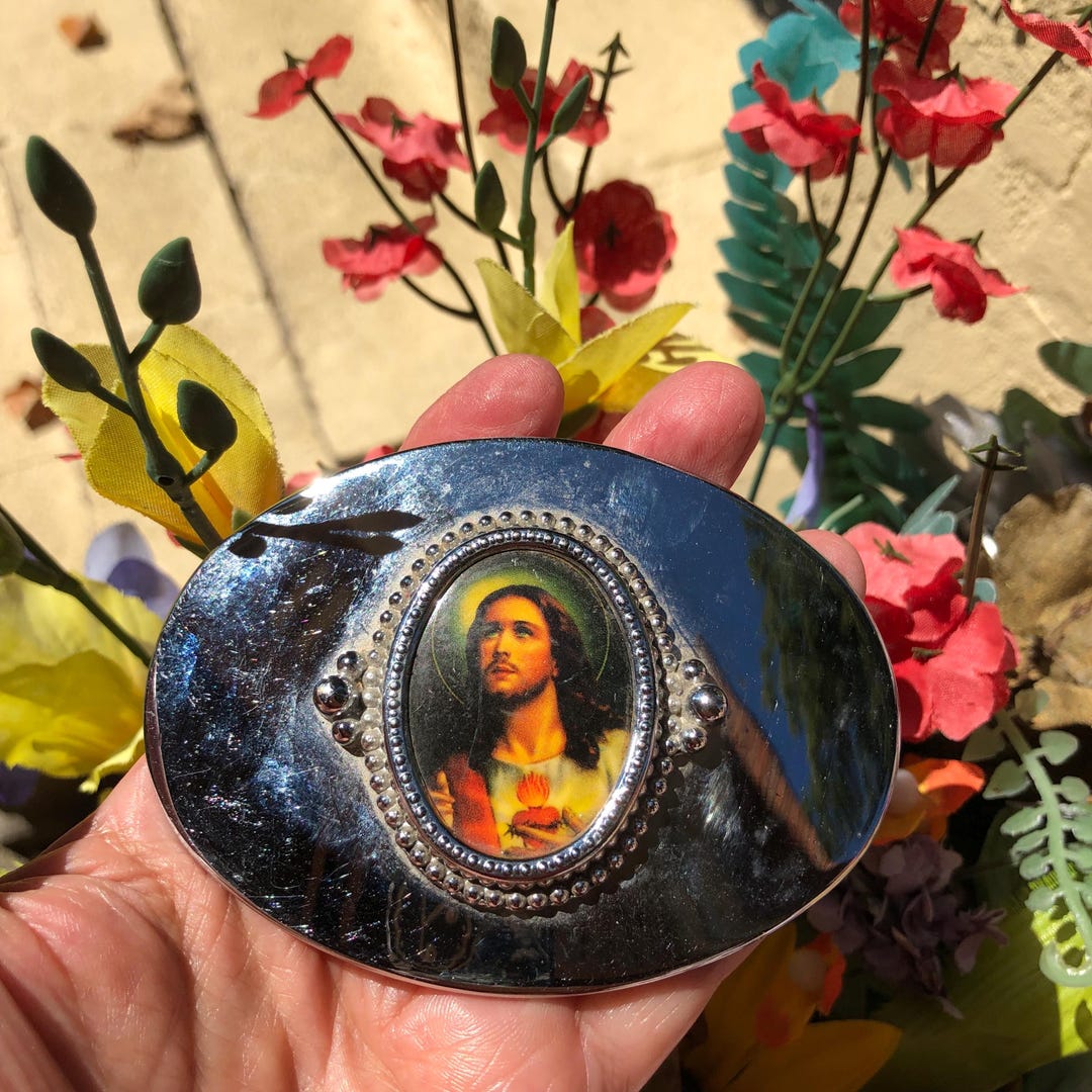 Amazing Classic Vintage Sacret Heart of Jesus Religious Belt Buckle ...
