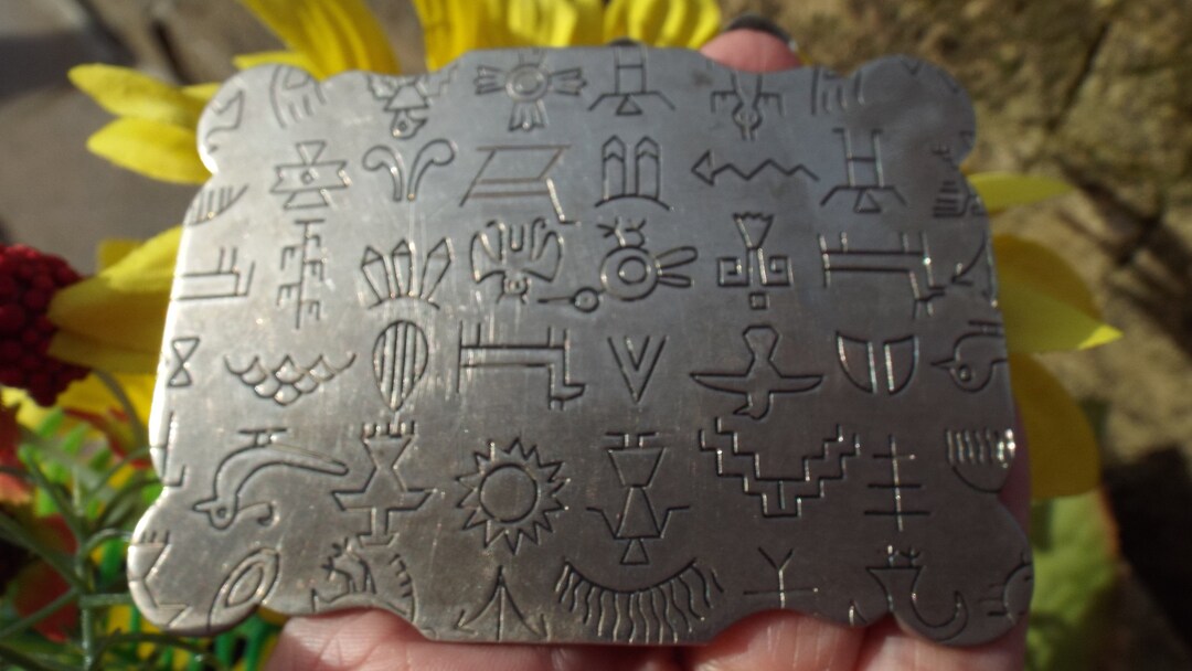 Classic Vintage Native American Hieroglyphics Signs Belt Buckle ...