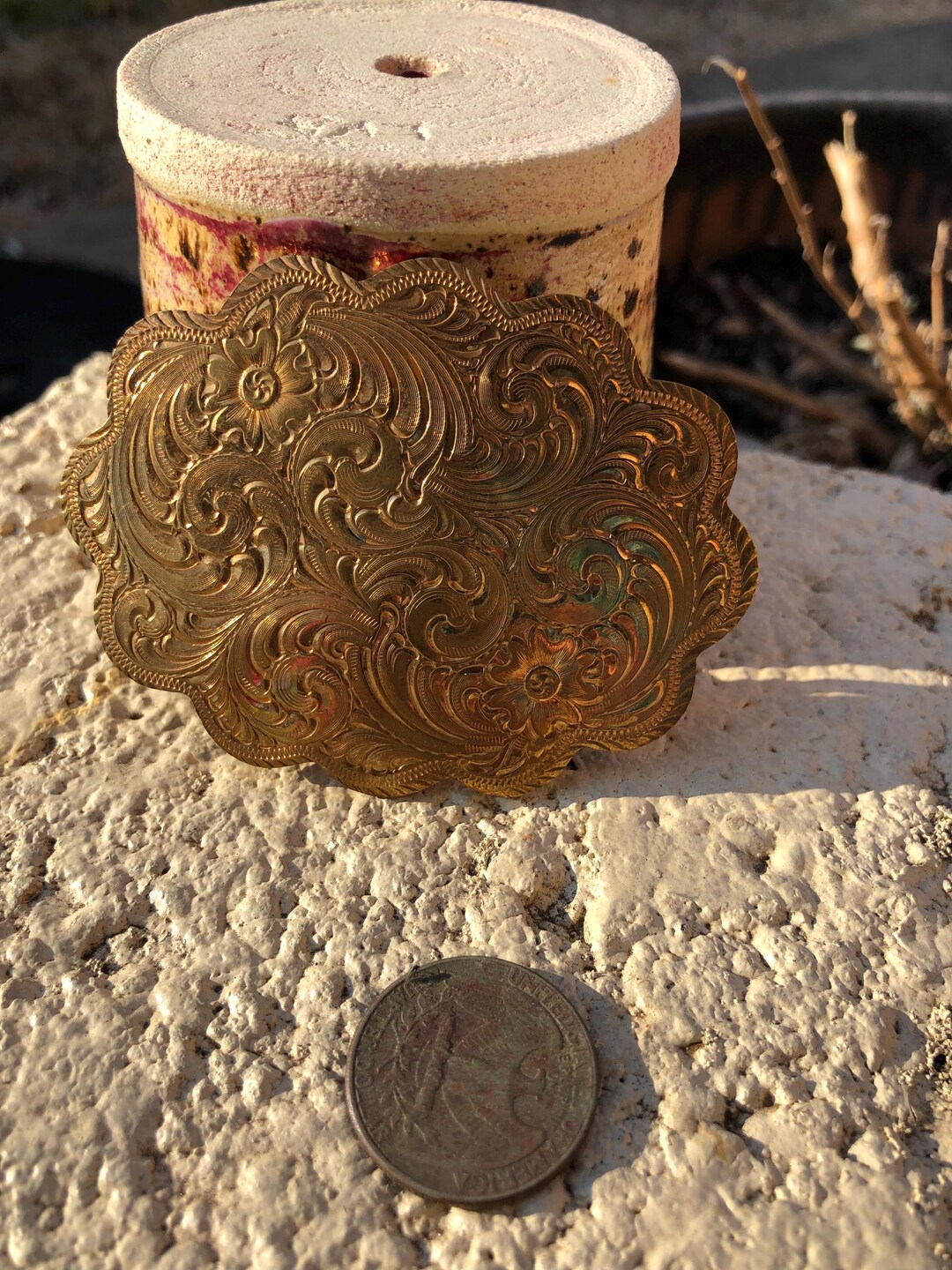 Classic Vintage Montana Silversmiths Engraved Copper Color Belt Buckle ...