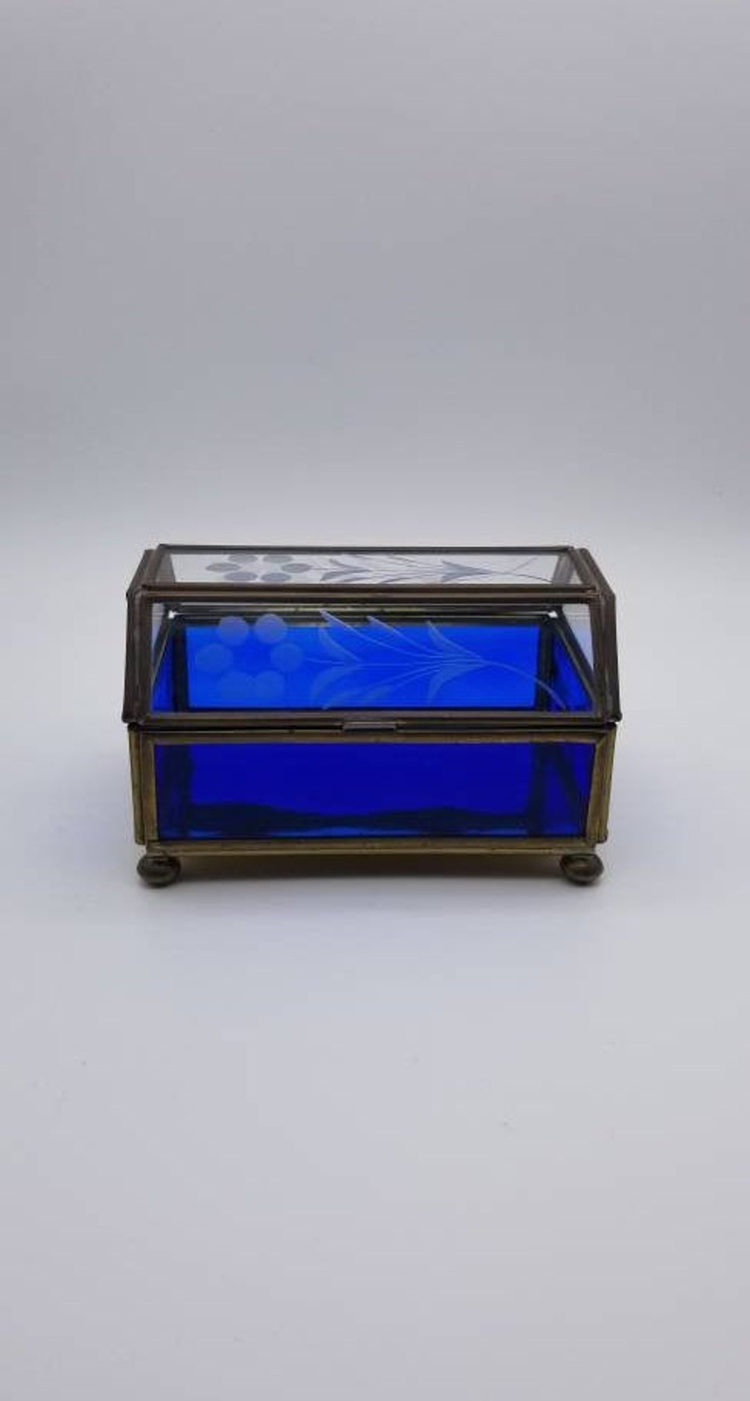 Cobalt & Brass Trim Jewelry Box - Etsy