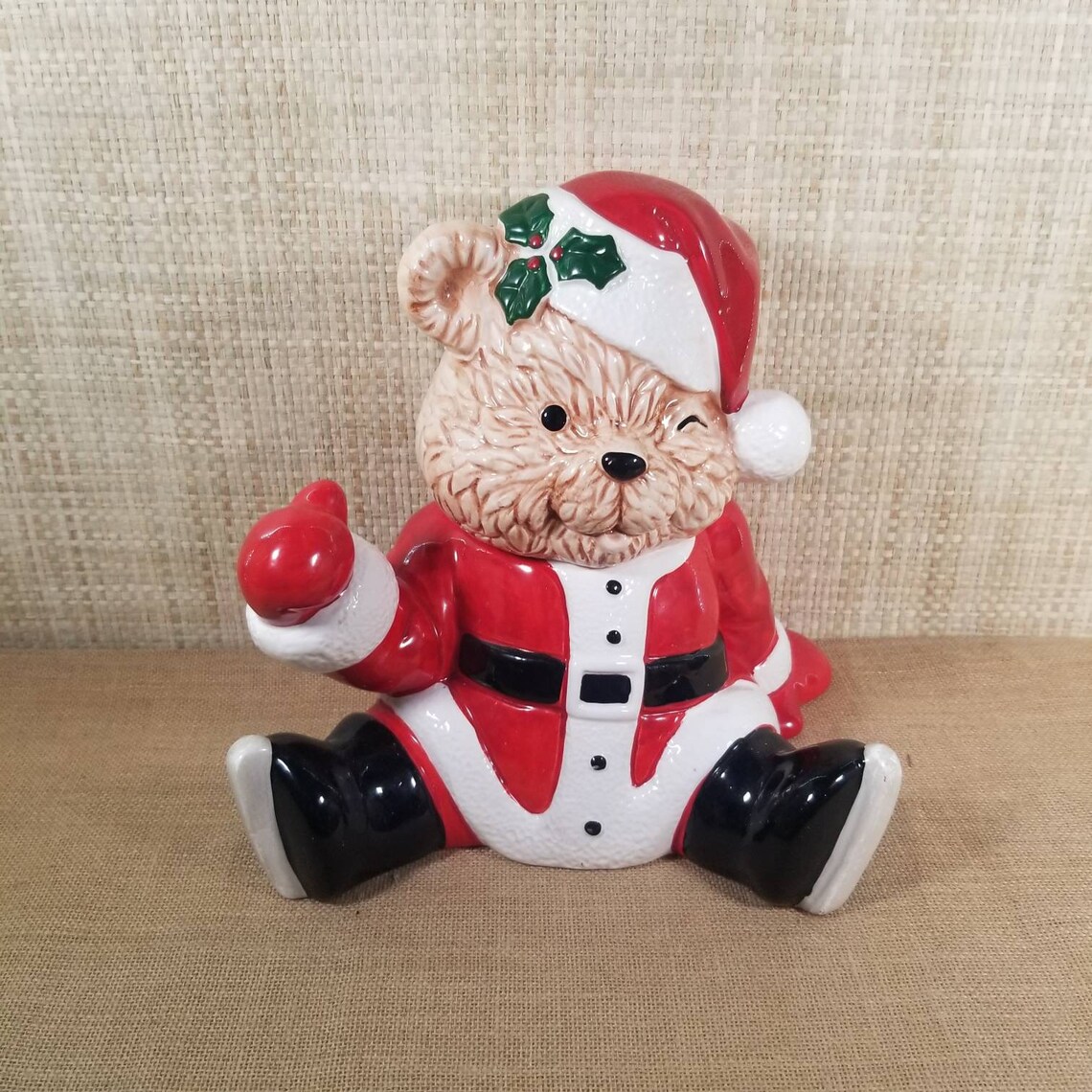 Vintage 1990 Brenda Thomas Winking Skating Santa Claus Bear - Etsy