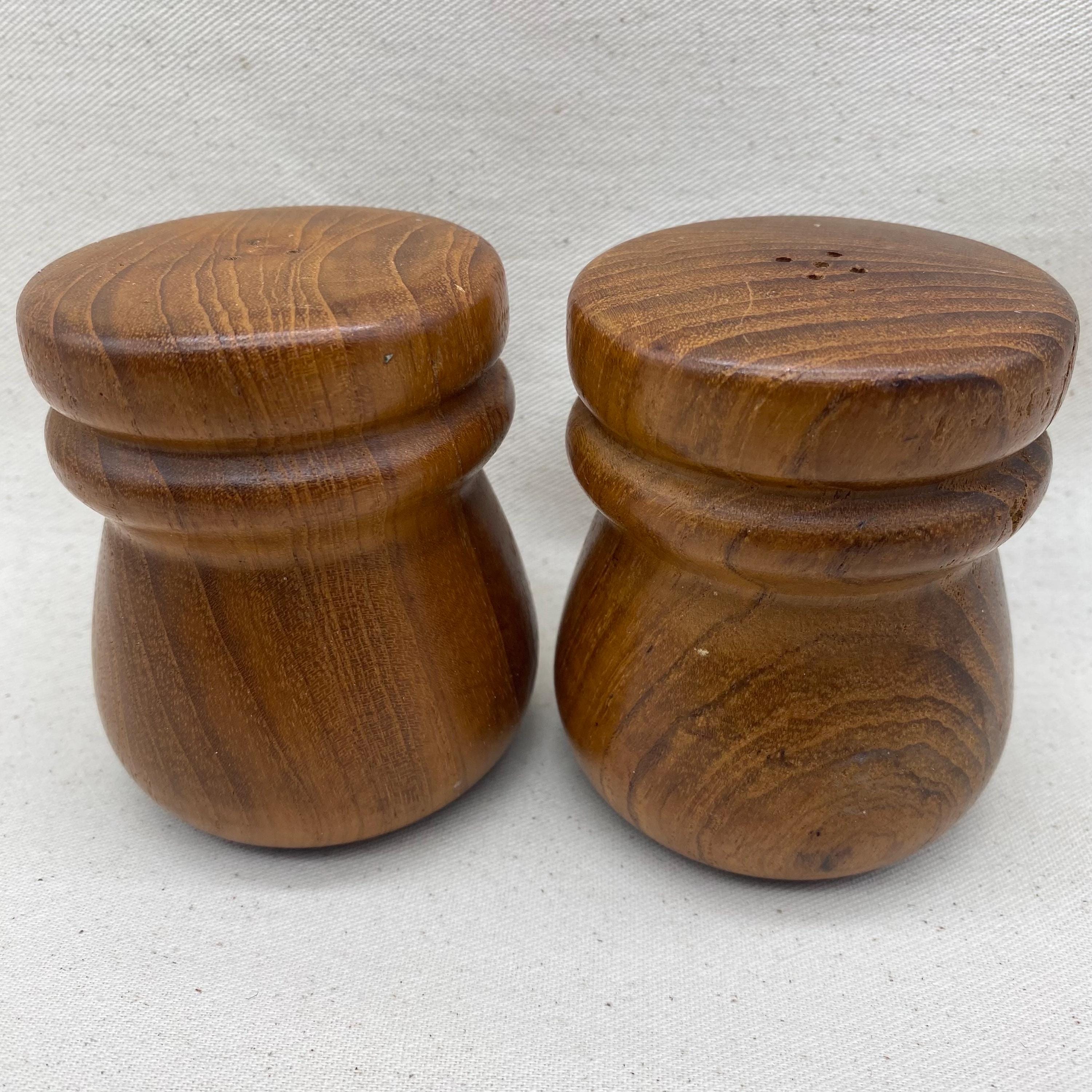 MCM Teak Short Chunky Salt and Pepper Shakers - Etsy