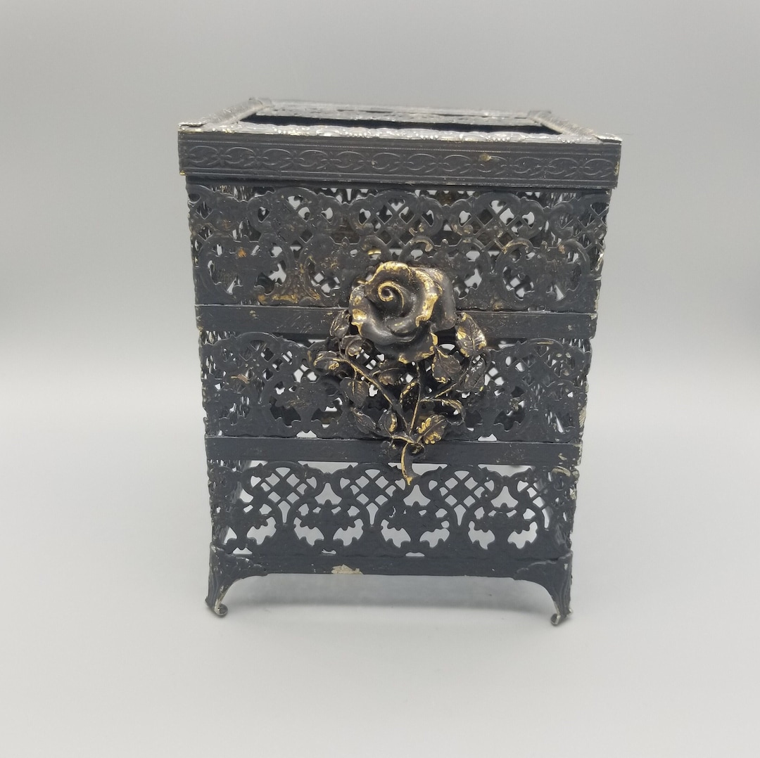 Vintage Square Tissue Box Filigree Rose Tissue Box Holder - Etsy