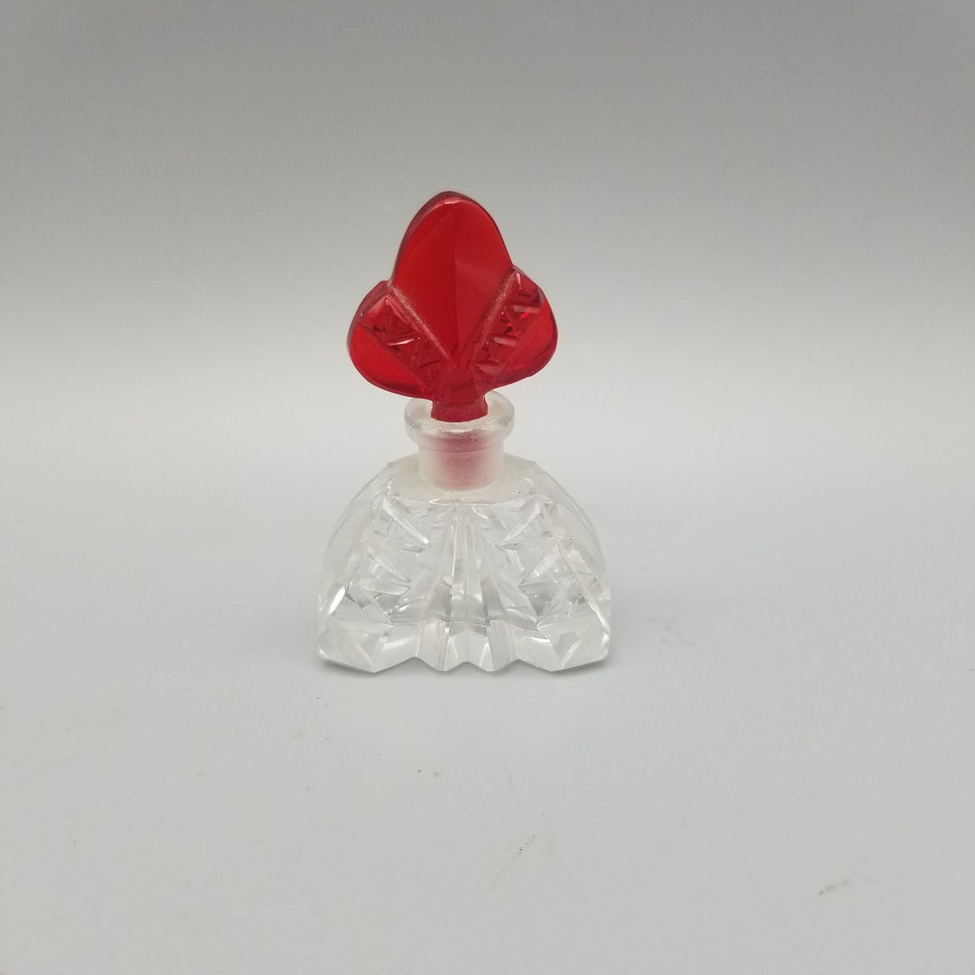 Cut Glass Red Top Miniature Perfume Bottle - Etsy