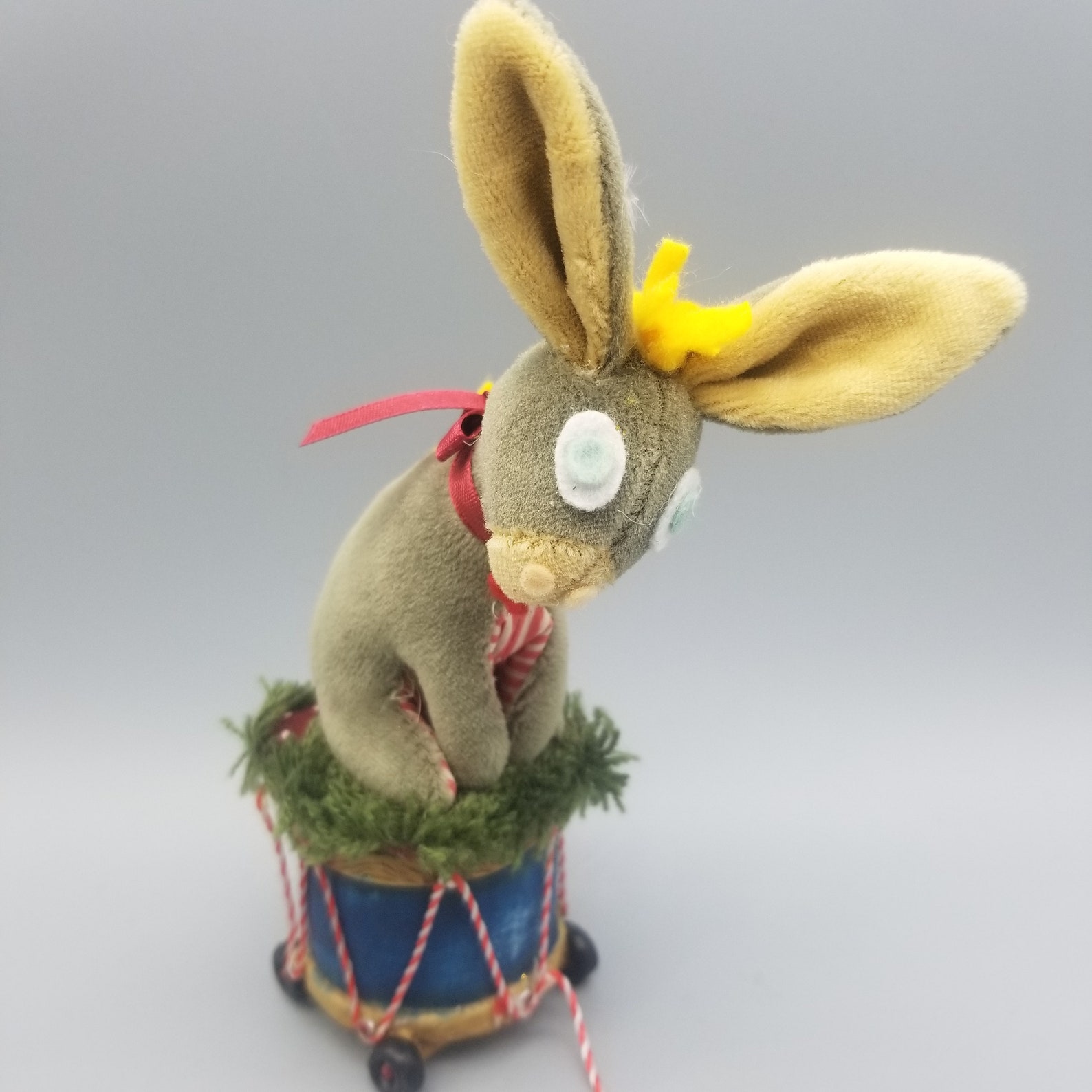 Vintage Rabbit on Drum - Etsy