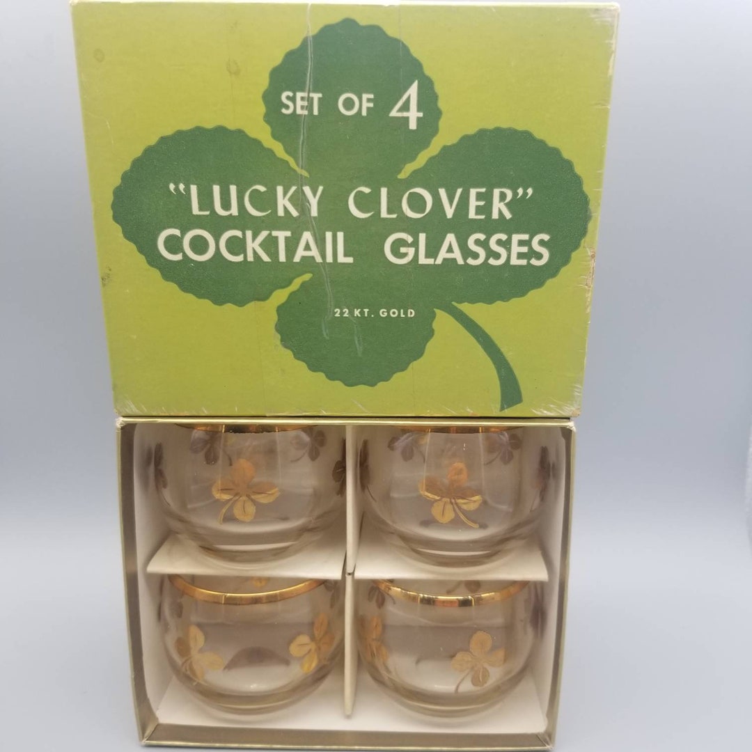 Federal Glassware Set 4 Lucky Clover Cocktail Glasses - Etsy