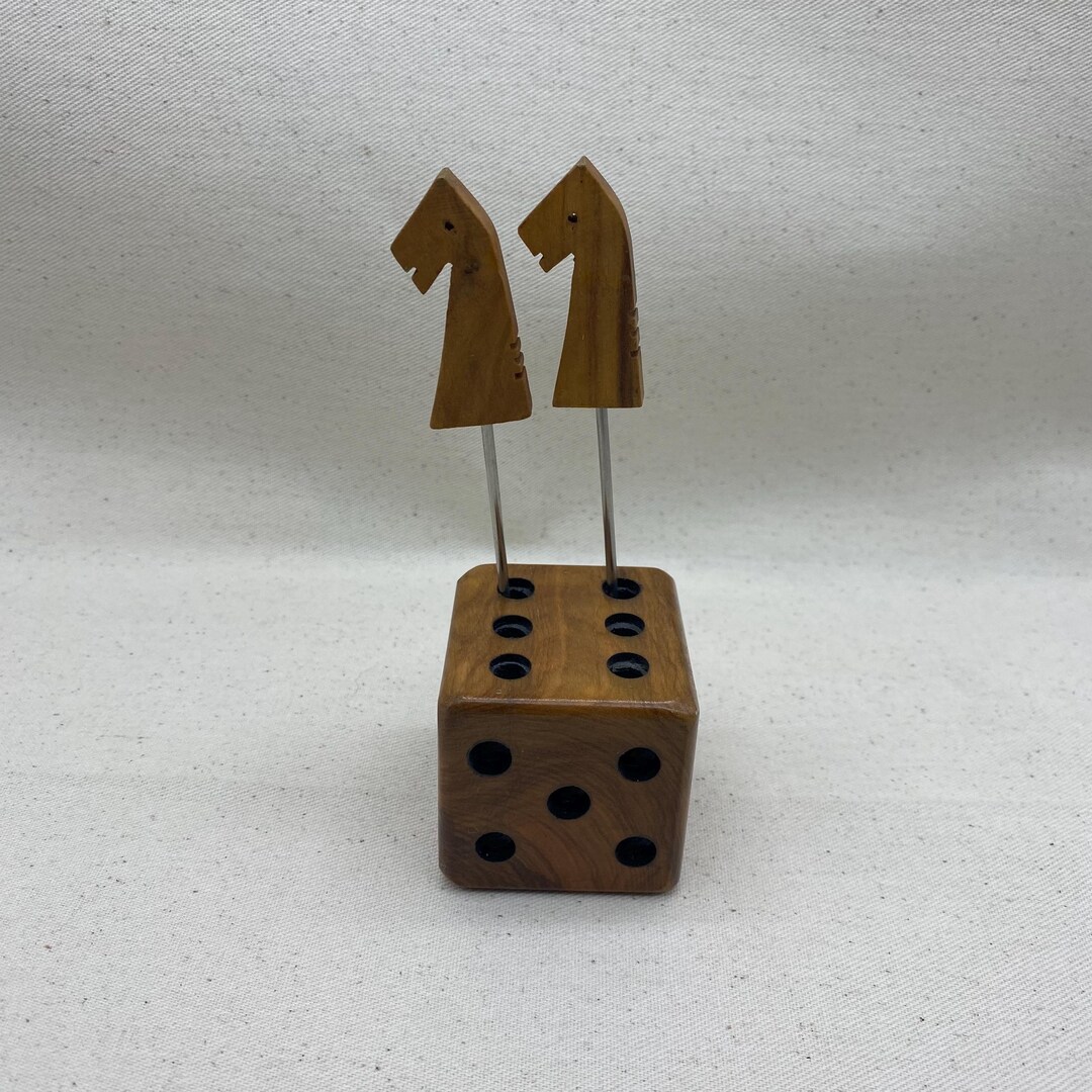 Vintage Wood Dice Cocktail With Two Skewer - Etsy
