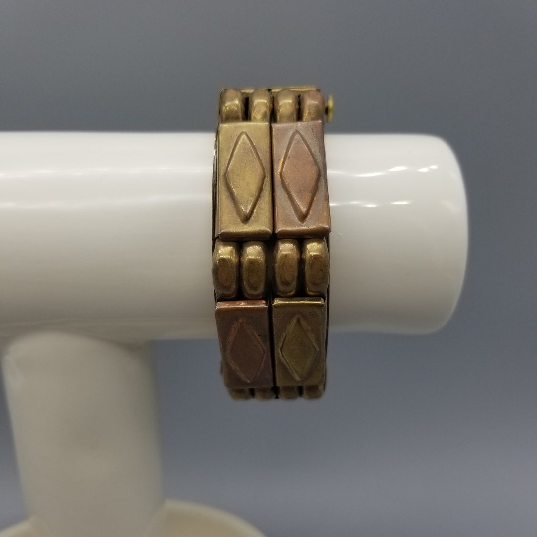 Vintage Chunky Pin Hinged Tribal Brass or Copper Bracelet - Etsy