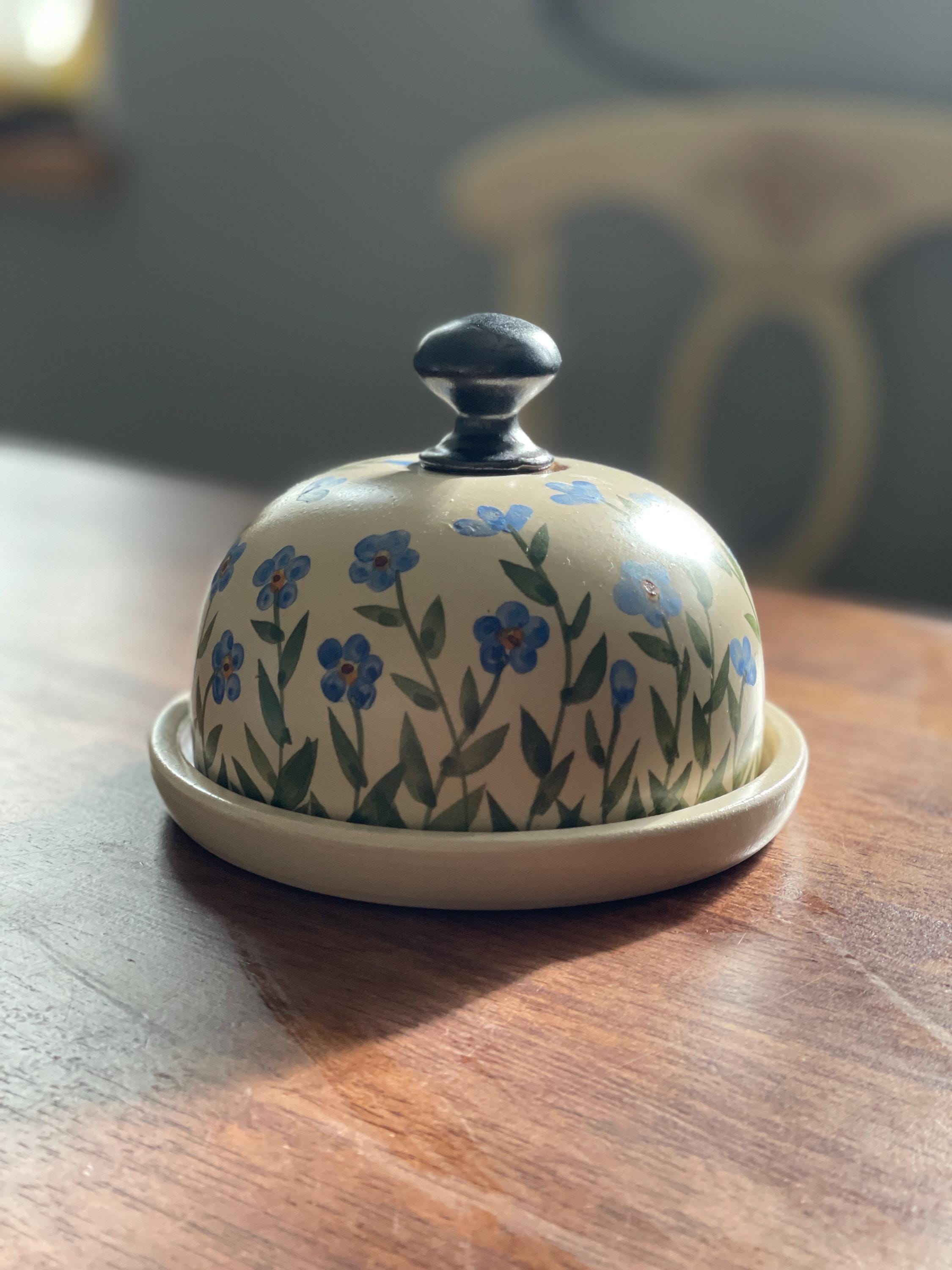 Forgetmenots Butter Dish, Forget Me Nots, Small Blue Flowers Butter ...