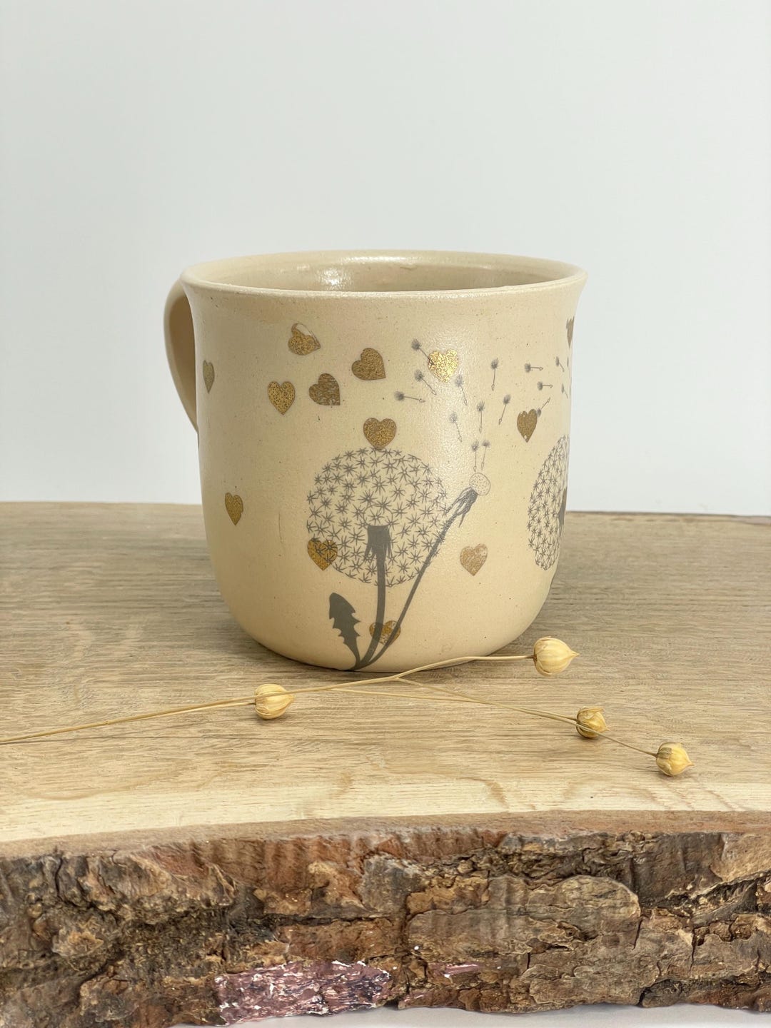Dandelion Mug, Pottery Dandelion Cup, Botanical Pottery Cup, Meadow ...
