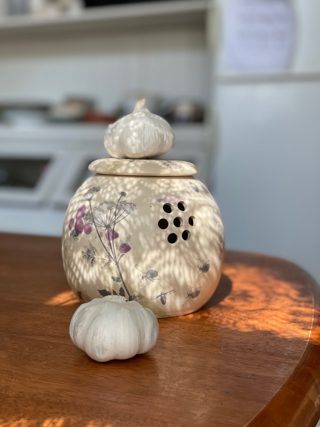 Garlic Keeper, Garlic Jar, Pottery Garlic Keeper, Ceramic Garlic Jar ...