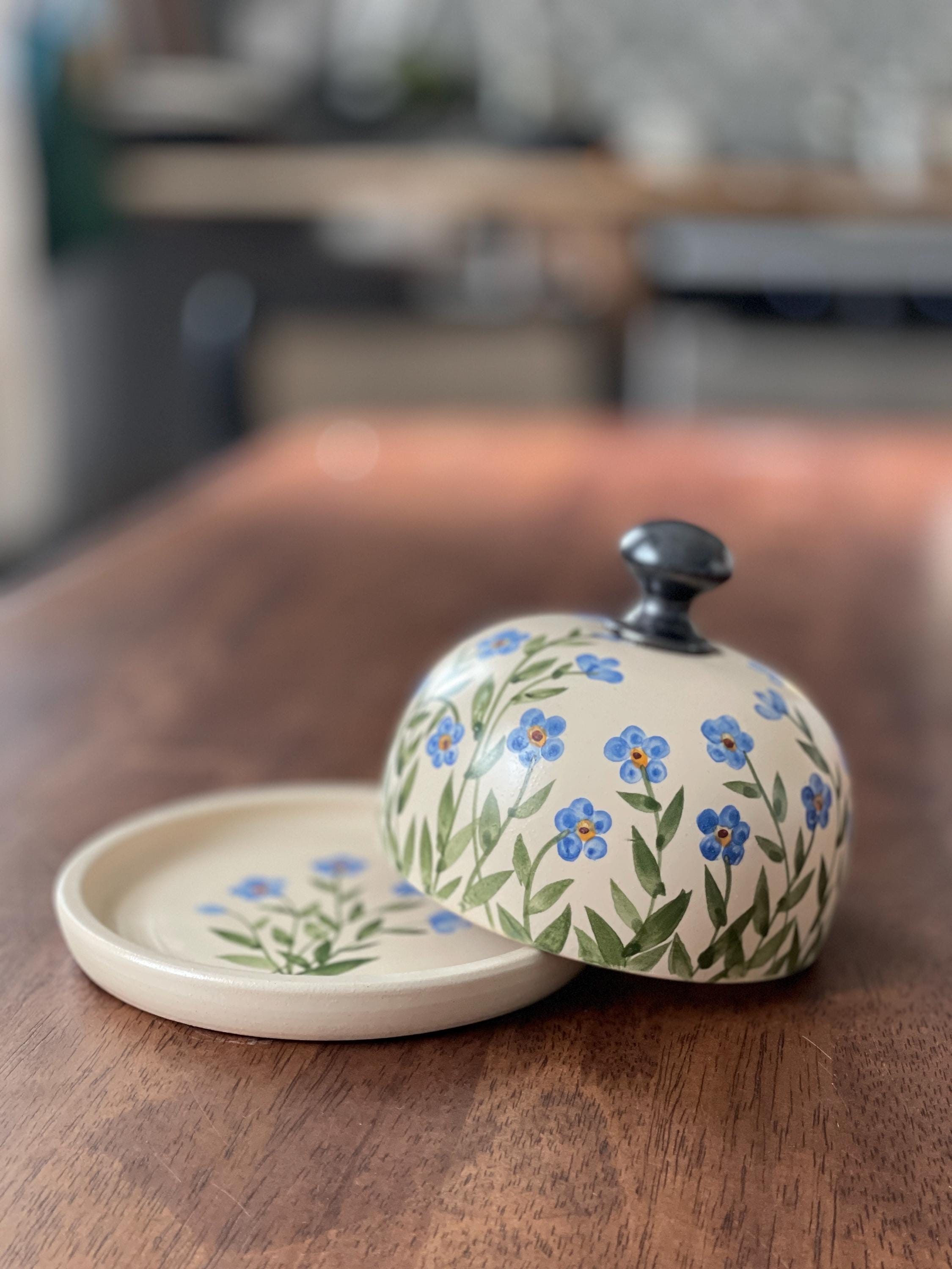 Forgetmenots Butter Dish, Forget Me Nots, Small Blue Flowers Butter ...
