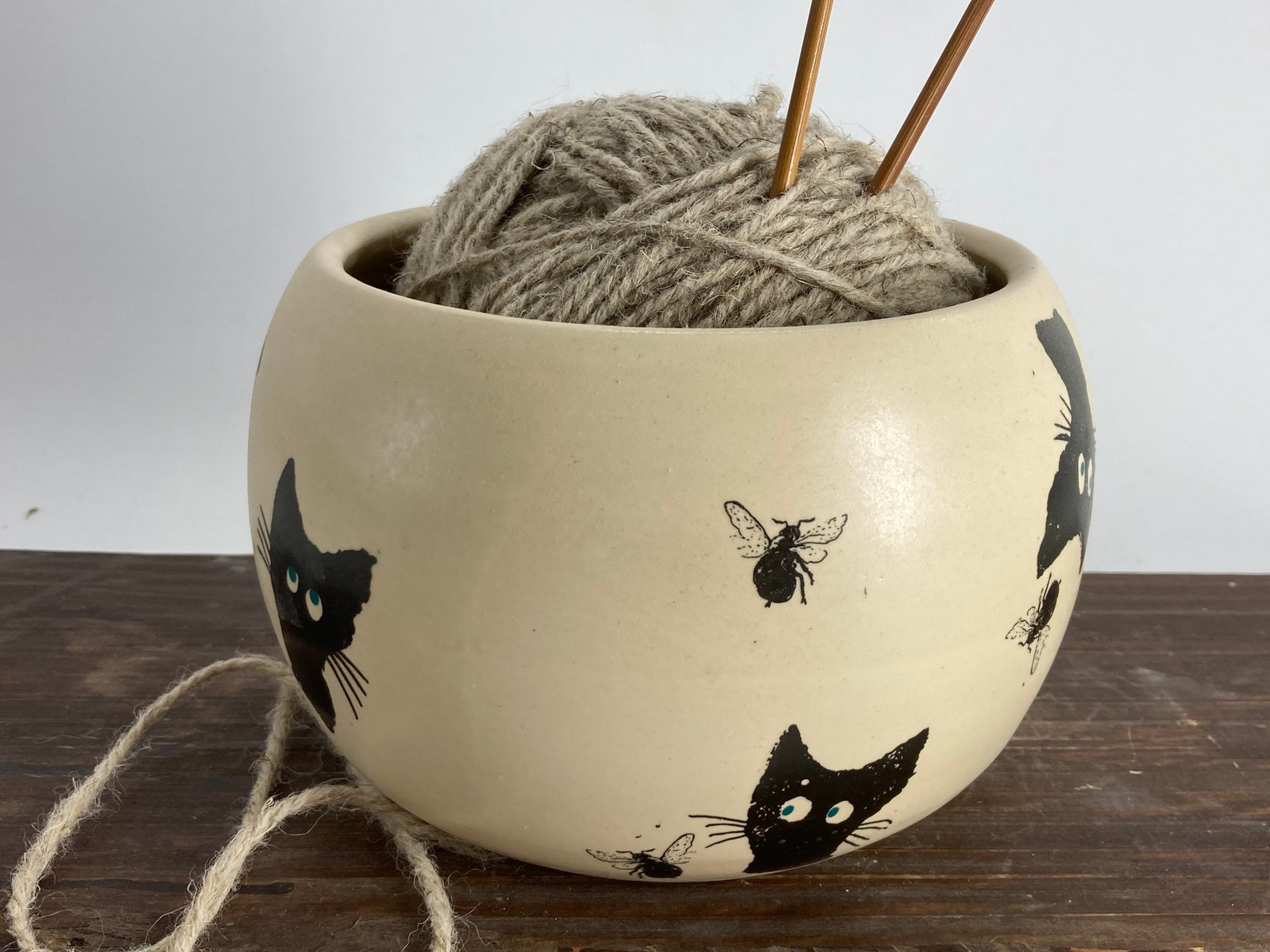 Ceramic Knitting Bowl Cat Yarn Bowl Yarn Bowl Funny Yarn | Etsy