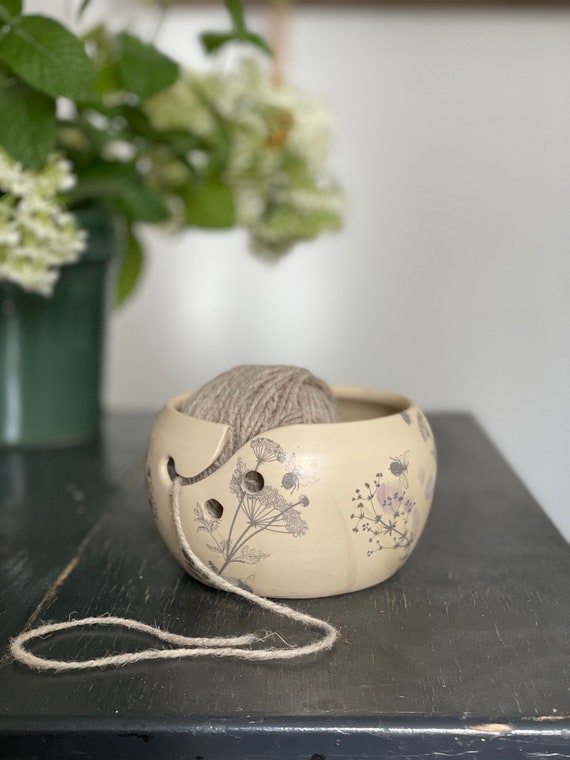Pottery Yarn Bowl Pottery Knitting Bowl Ceramic Yarn Bowl Flower Yarn Bowl Etsy
