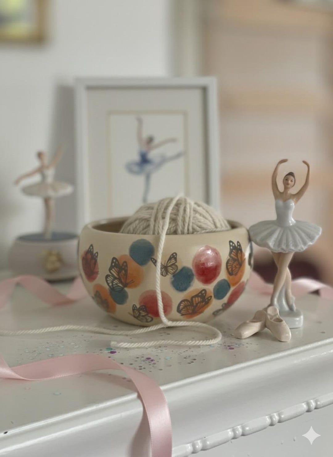 Colourful Knitting Bowl, Butterfly Yarn Bowl, Yarn Bowl, Funny Yarn ...