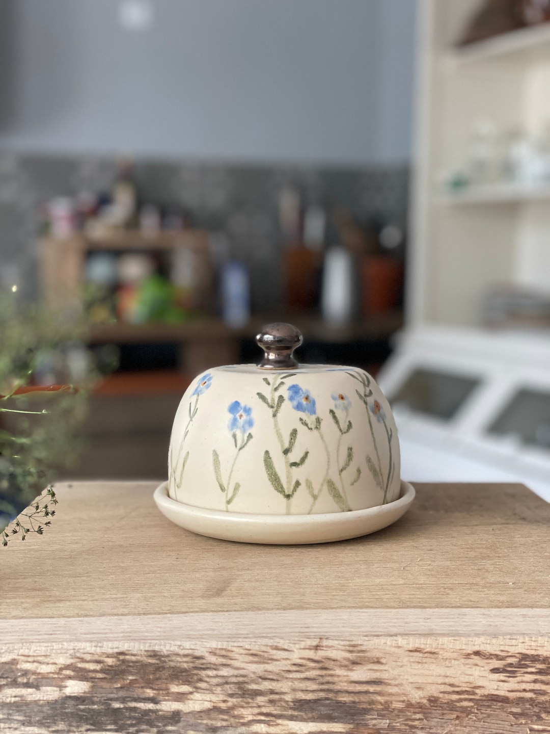 Forgetmenots Butter Dish, Forget Me Nots, Small Blue Flowers Butter ...