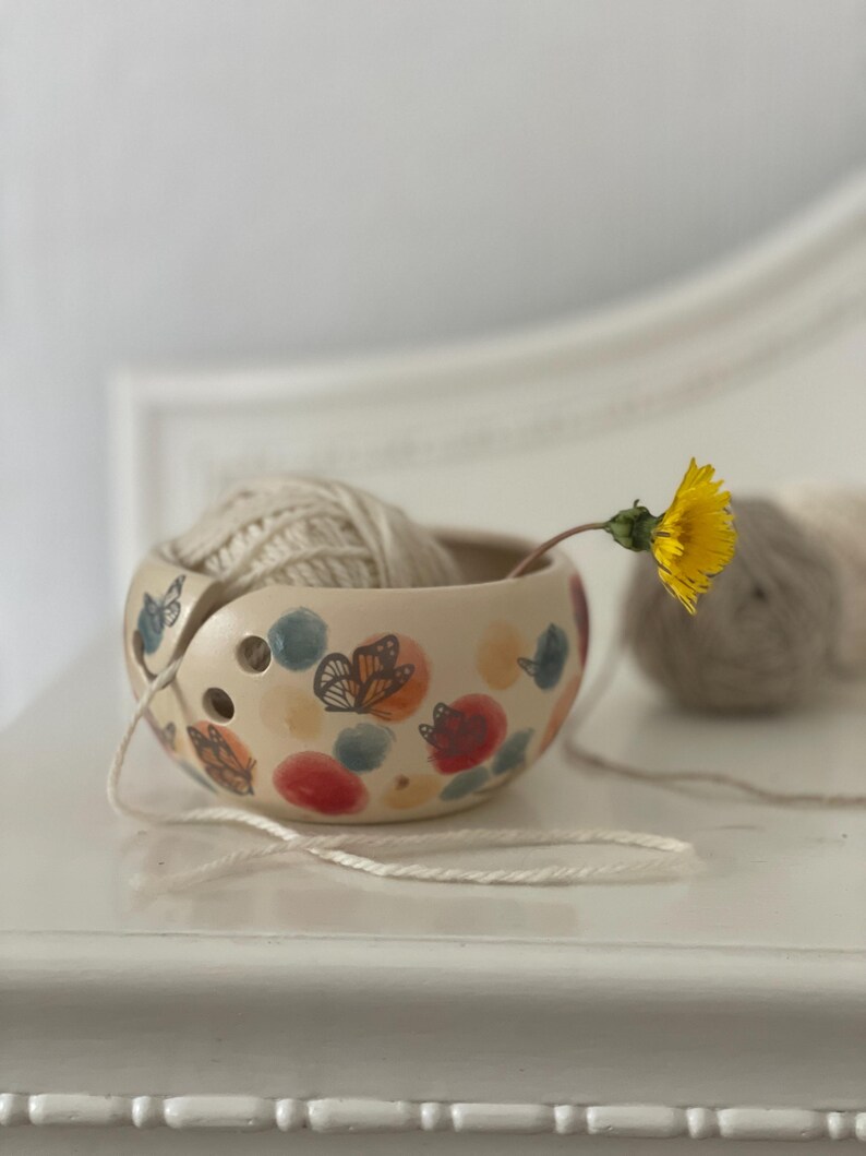 Colourful Knitting Bowl, Butterfly Yarn Bowl, Yarn Bowl, Funny Yarn ...