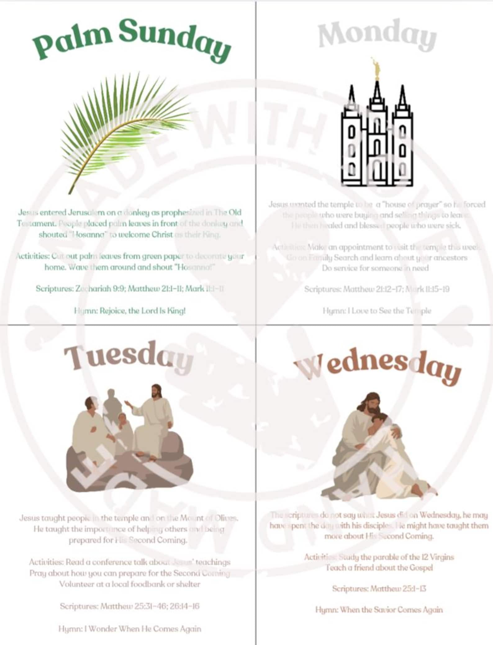 LDS Holy Week-easter Countdown WITH Activities, Scriptures, and Hymns ...