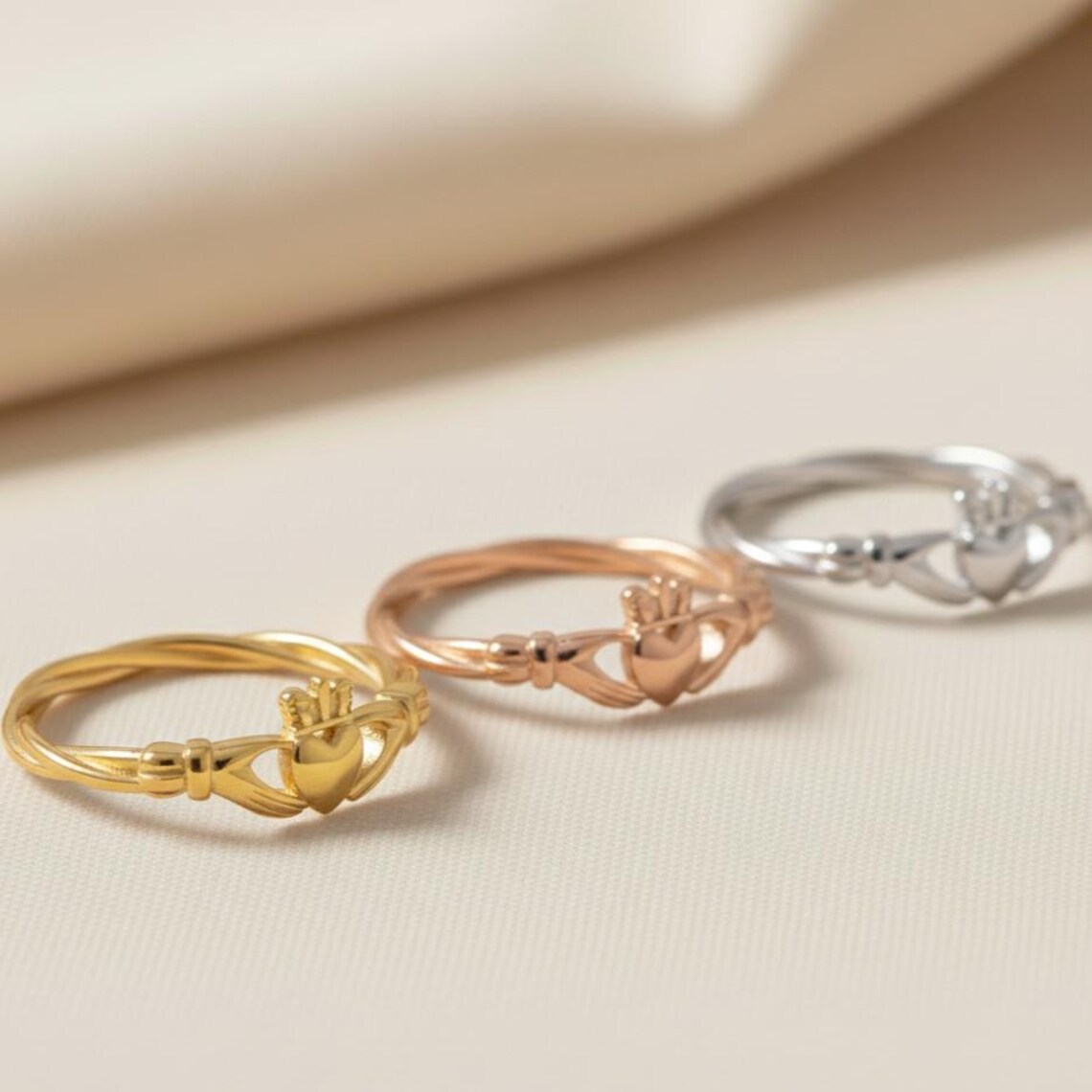 10K Solid Gold Claddagh Ring: Celtic Embrace, Made in Dublin - Etsy
